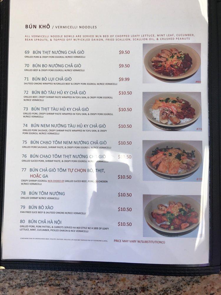 Menu at Com Tam Thuan Kieu Restaurant, Tucson