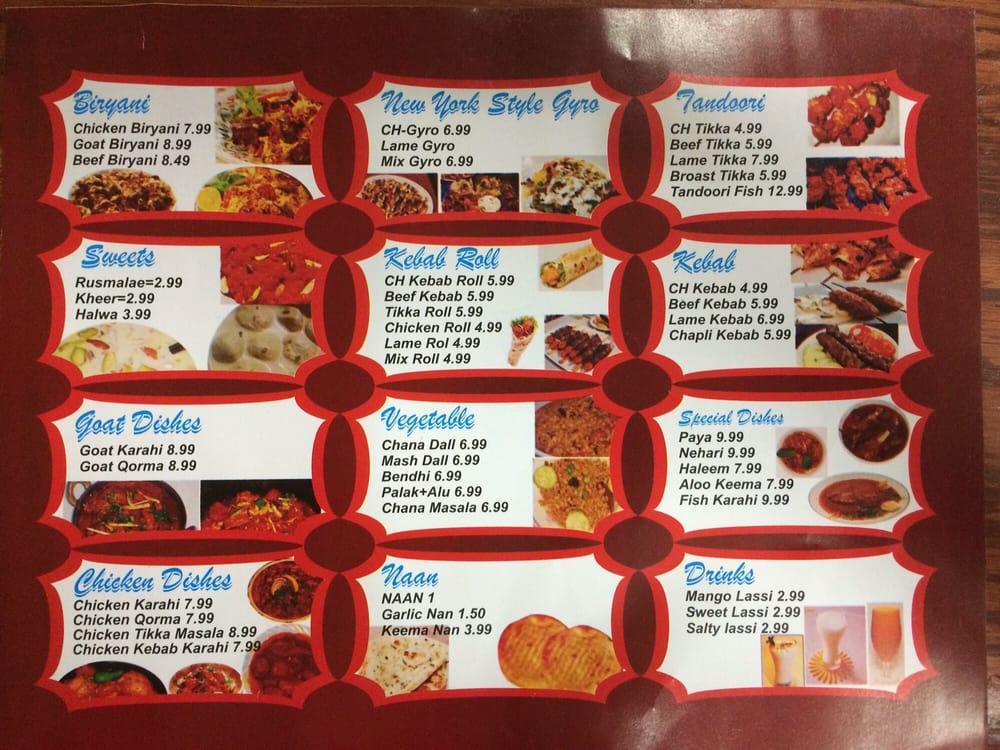 Menu at Deccan Darbar/Khyber Restaurant, Columbus