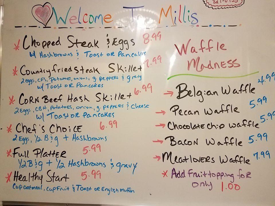 Menu at Milli's Restaurant, Bluffton