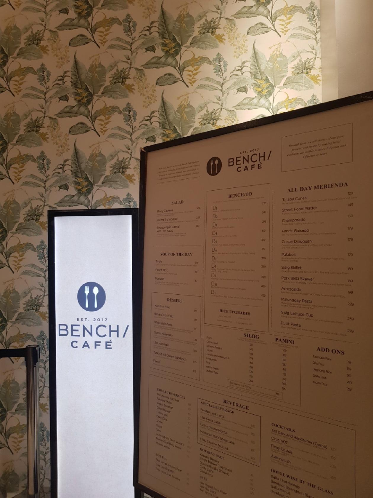 Menu at BENCH Cafe, Taguig