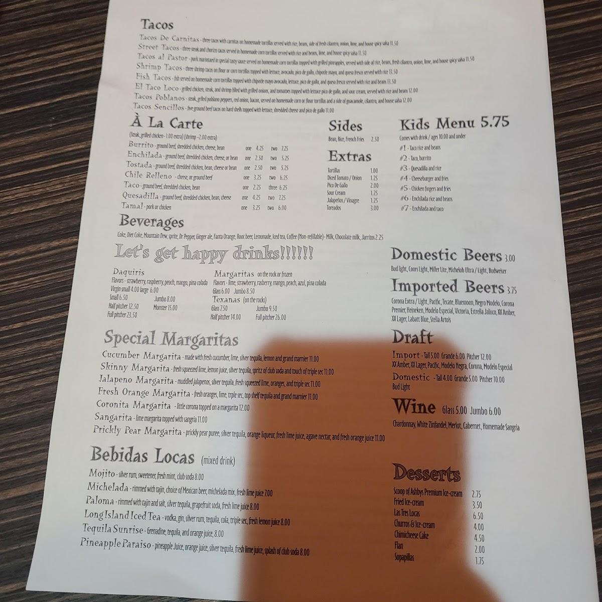 Menu at El Taco Loco Mexican Restaurant, Brunswick