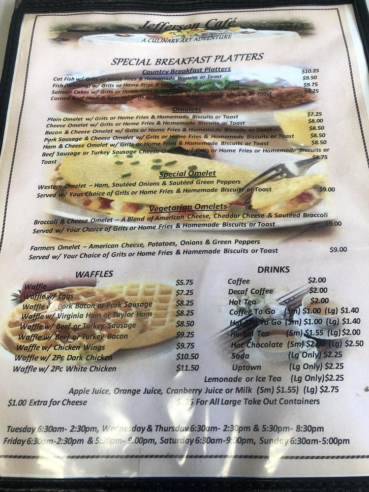Menu at Jefferson Cafe & Food Market, Montclair