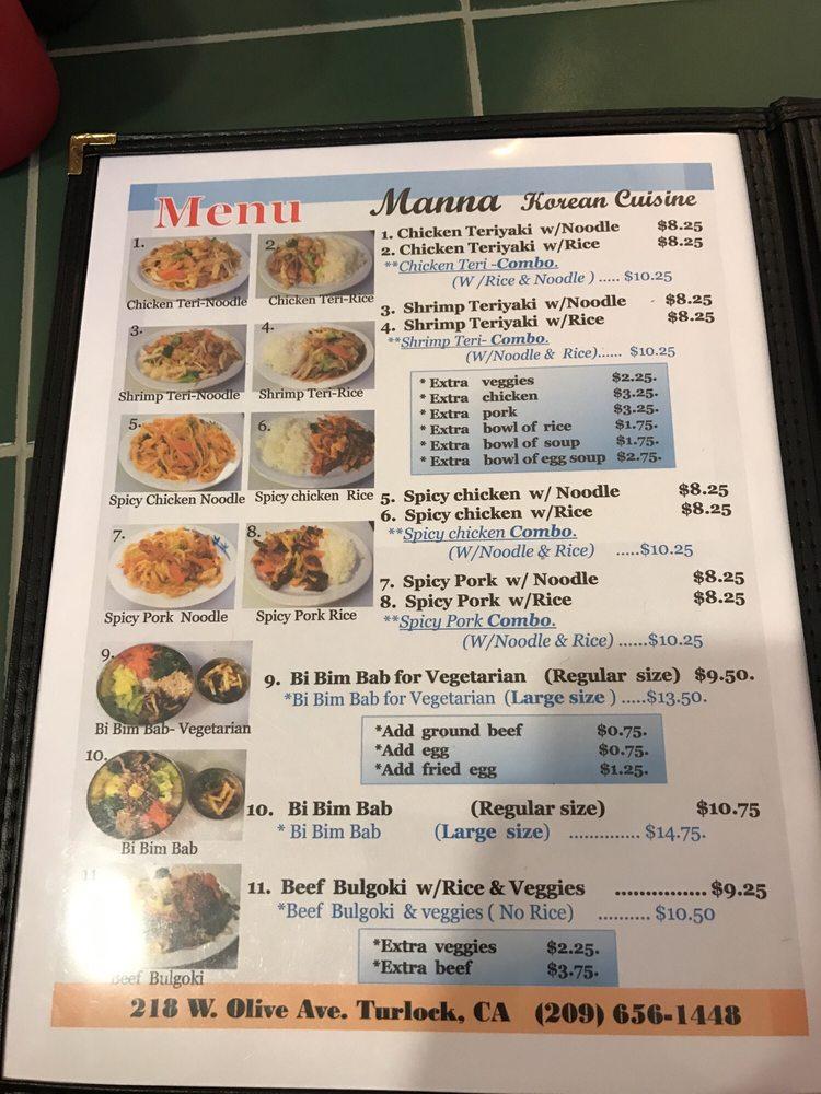 Menu at Korean Cuisine Manna restaurant, Turlock