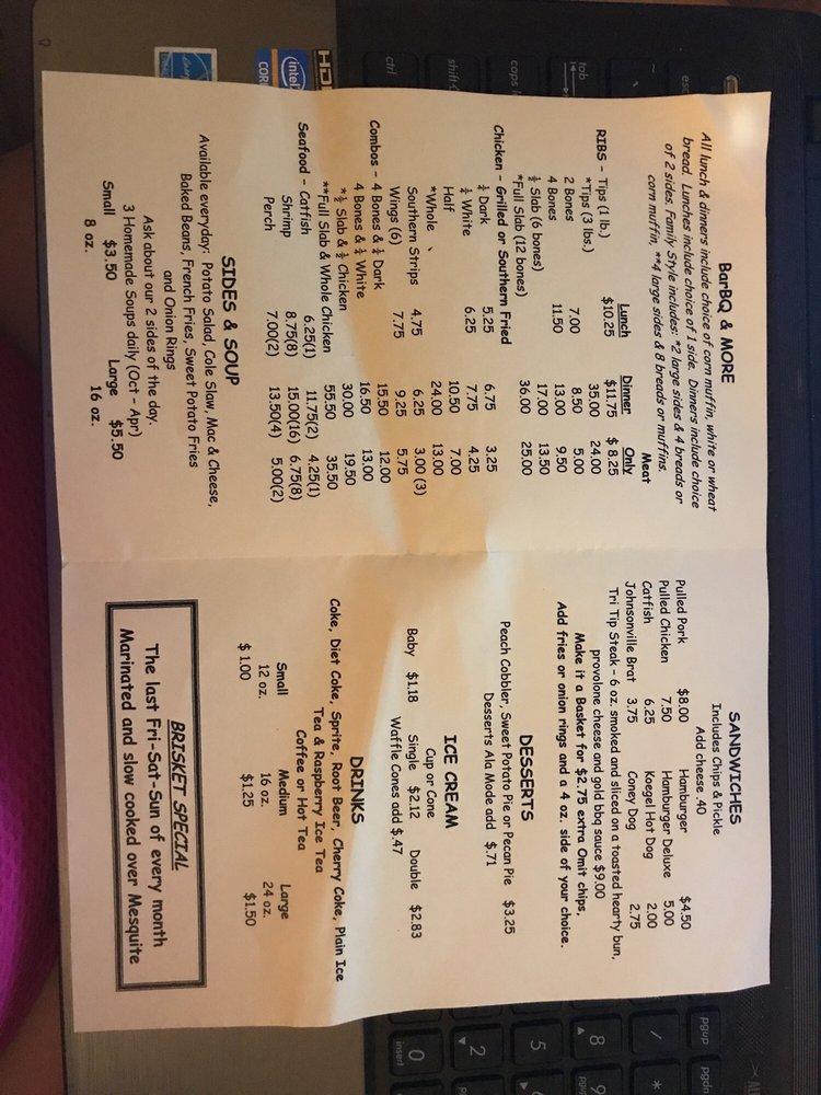 Menu at Bare Bones BBQ, Bay City, 807 Columbus Ave