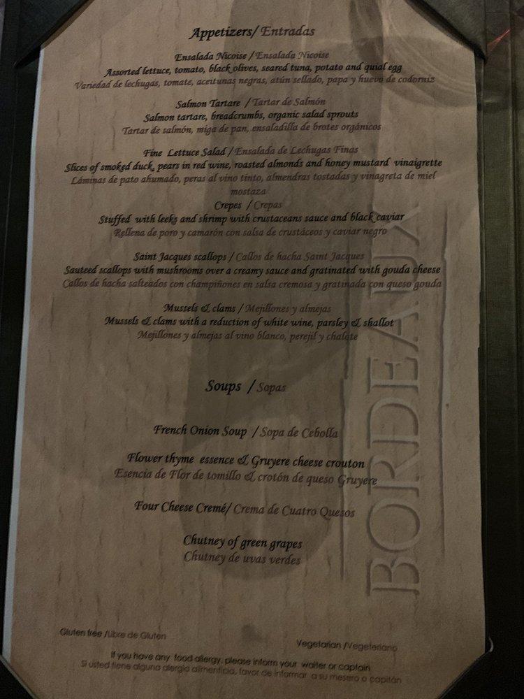 Carta de World Cafe, Cancún, Punta Cancun