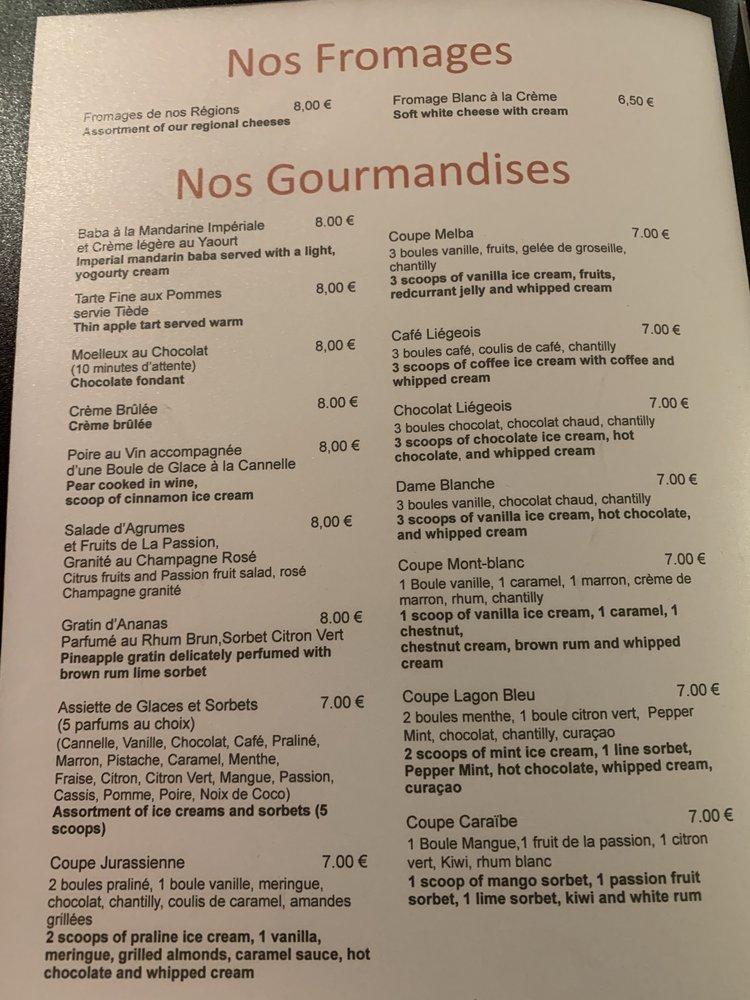 Menu au La Grillade Gourmande restaurant, Épernay