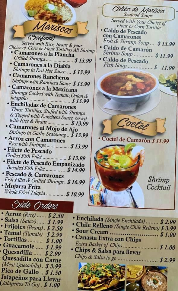 Menu at El Pueblito restaurant, Placentia