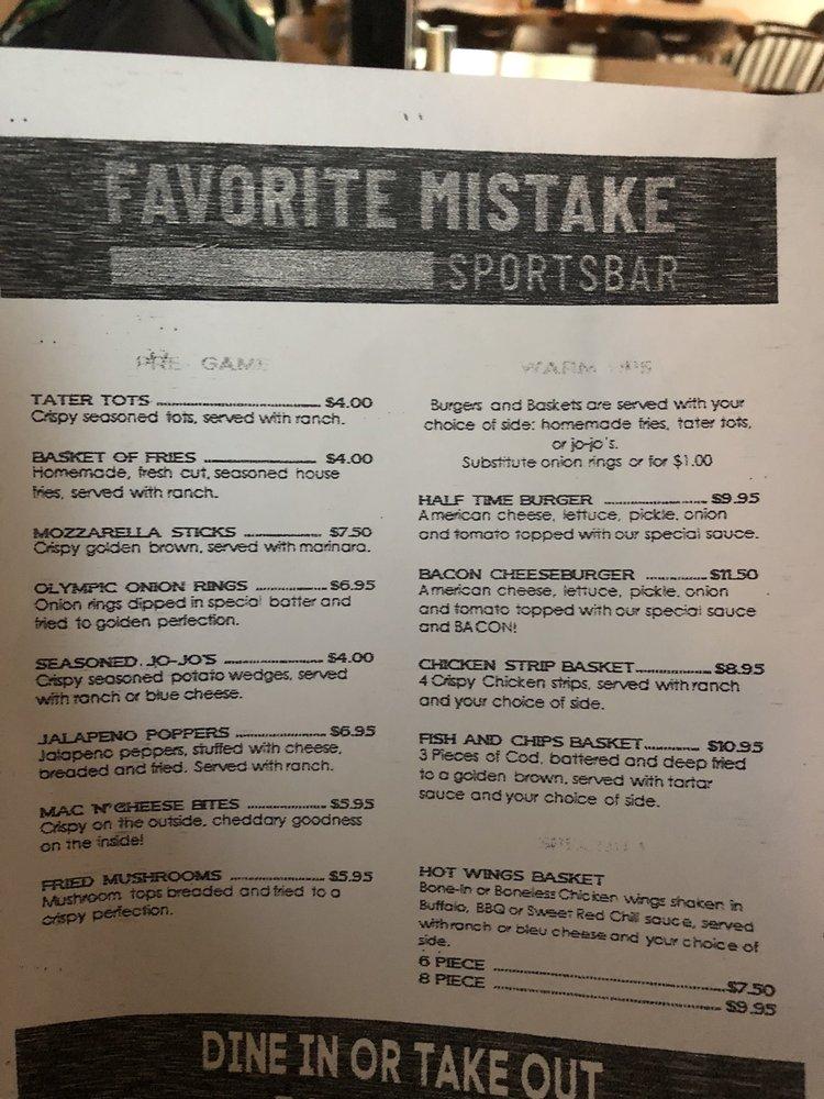 Menu at Favorite Mistake pub & bar, Albany