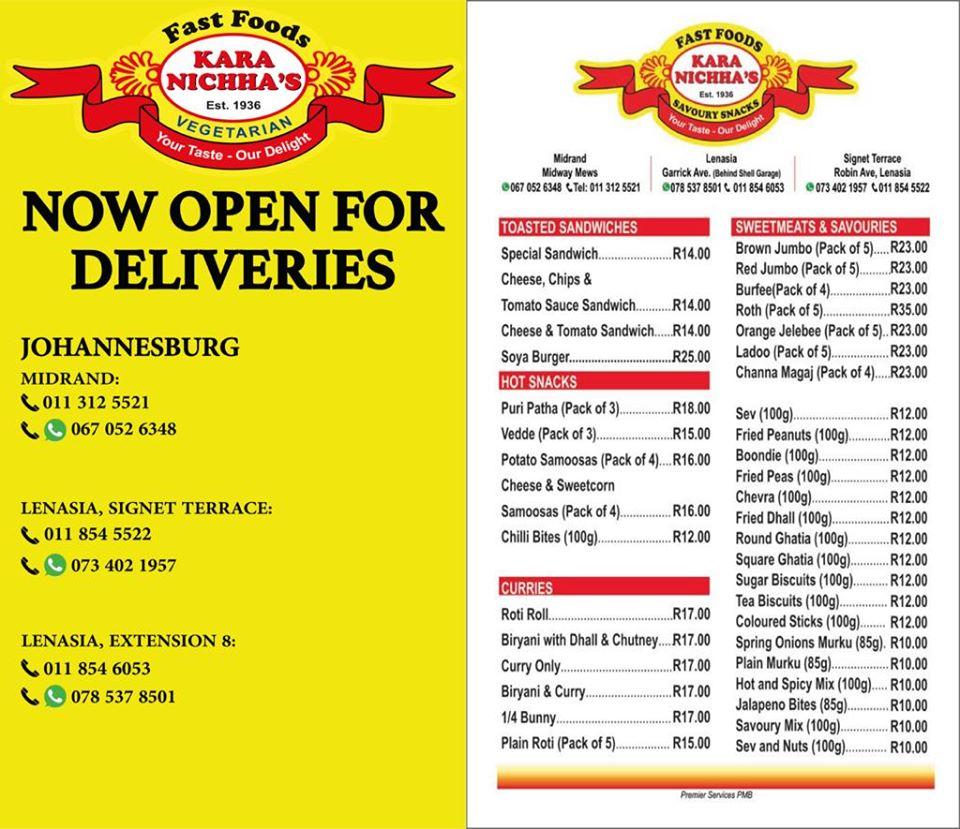 Carta del restaurante Kara Nichha's Midrand, Midrand