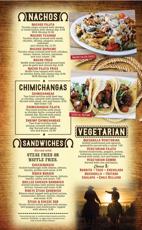 Menu at Los Rodeos Mexican Restaurant, Mount Sterling