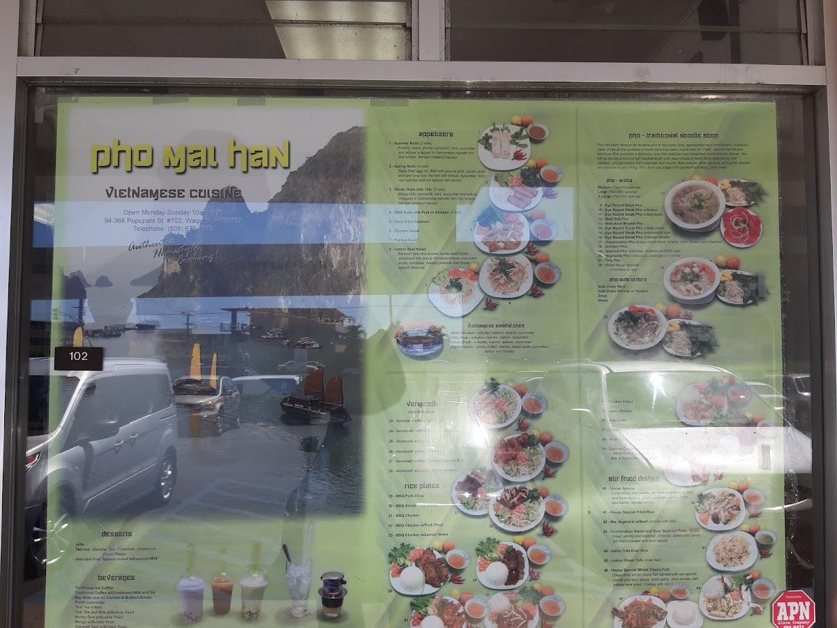 Menu at Pho Mai Han restaurant, Waipahu, 94-366 Pupupani St #102