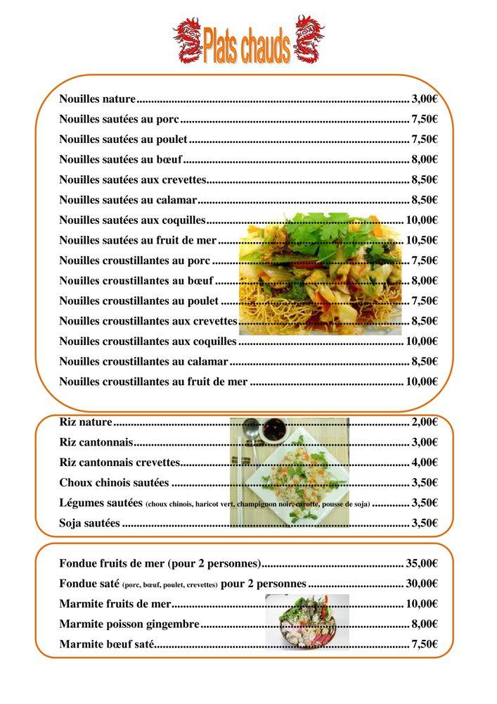 Carta de Restaurant Tu-Bong Express, Grenoble