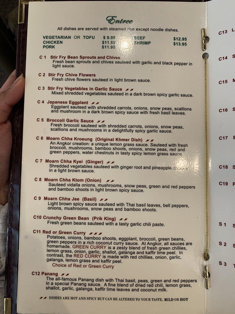 Menu at Angkor - Cambodian Thai Cuisine restaurant, Pittsburgh