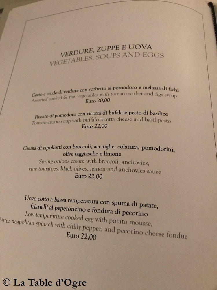 Menu da Assaje Restaurant, Roma