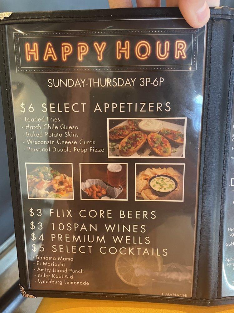 Menu at Flix Brewhouse restaurant, Oklahoma City