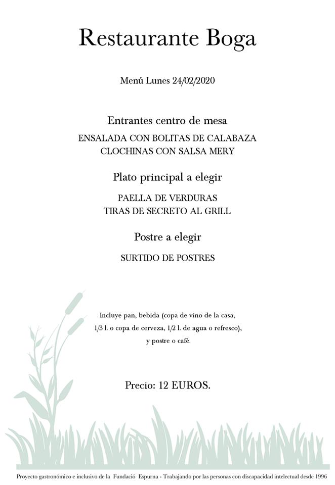 Menu at Restaurante Boga, Gandia
