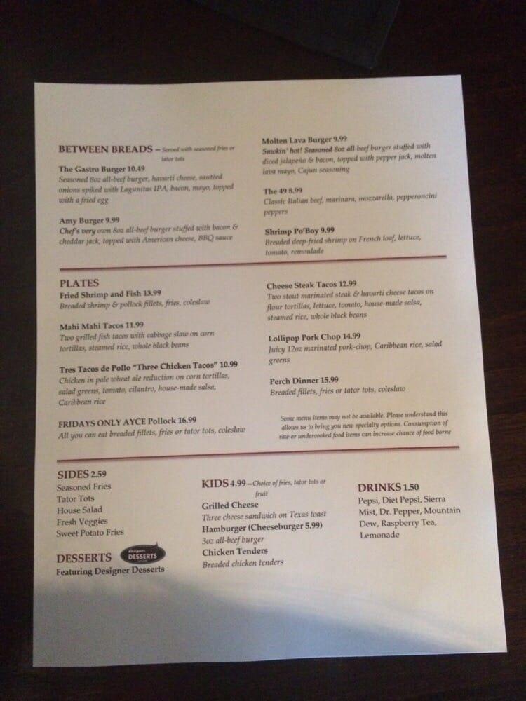 Menu at Gastro 49 restaurant, Chesterton