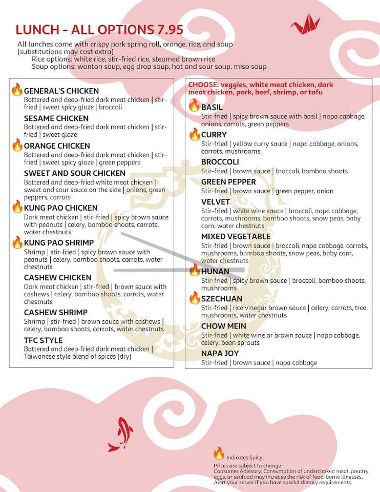 Menu at New Golden Dragon Asian and Hispanic Fusion restaurant, Burlington
