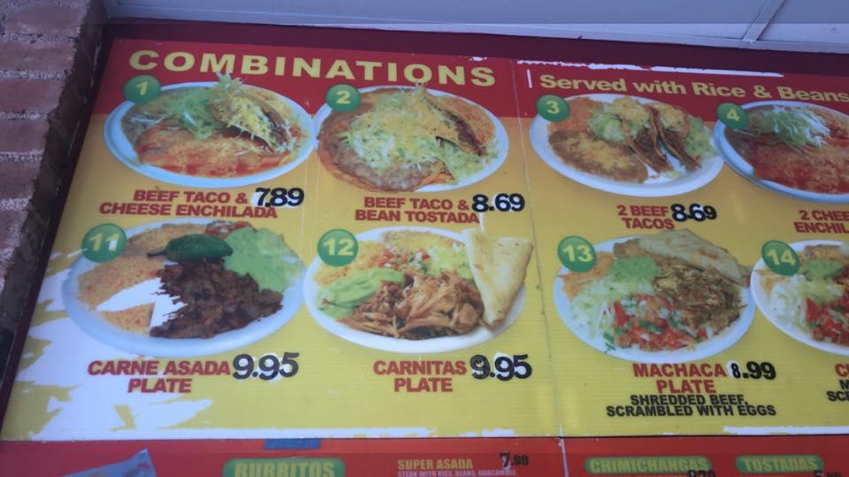 Menu at Julian's Taco Shop restaurant, Cañon City