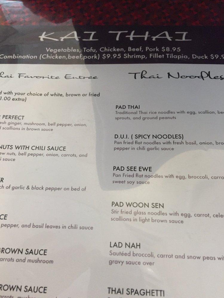 Menu at Kai Thai Restaurant, Milledgeville, N Columbia St C2