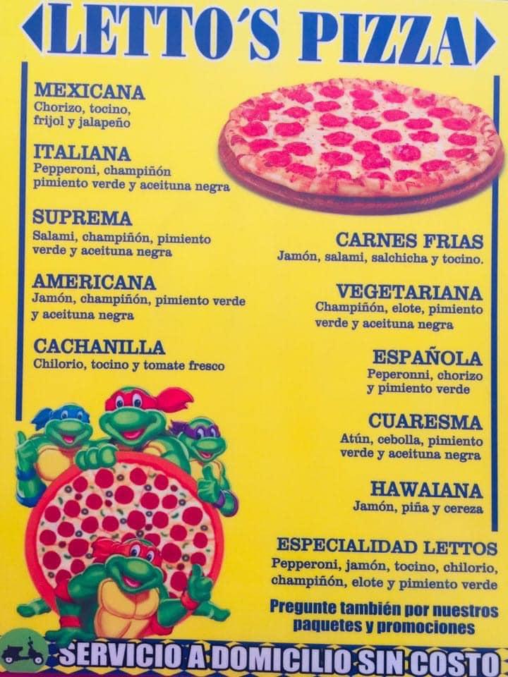 Menu at LETTO'S PIZZA restaurant, Hermosillo, C. Pedro Salazar Felix 61