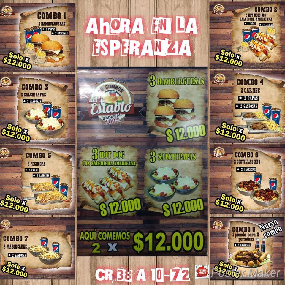Menu at Los Combos del Establo La esperansa restaurant, Villavicencio