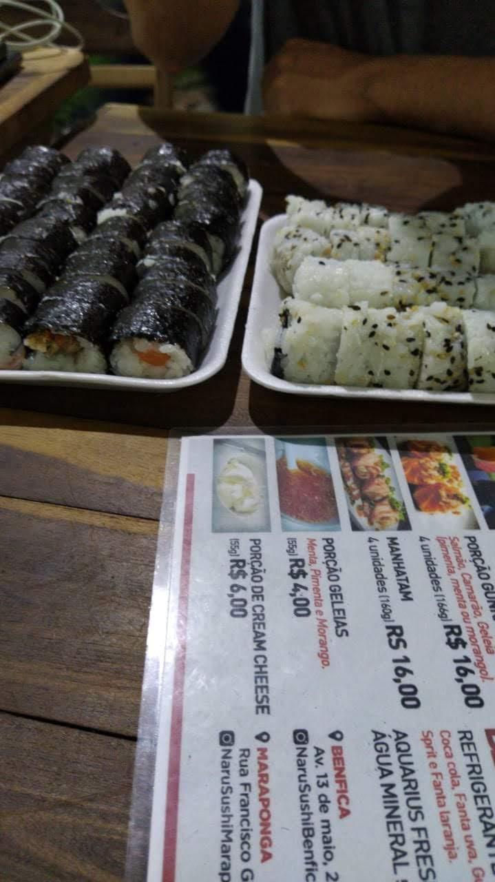 Menu at Naru Sushi maraponga restaurant, Fortaleza