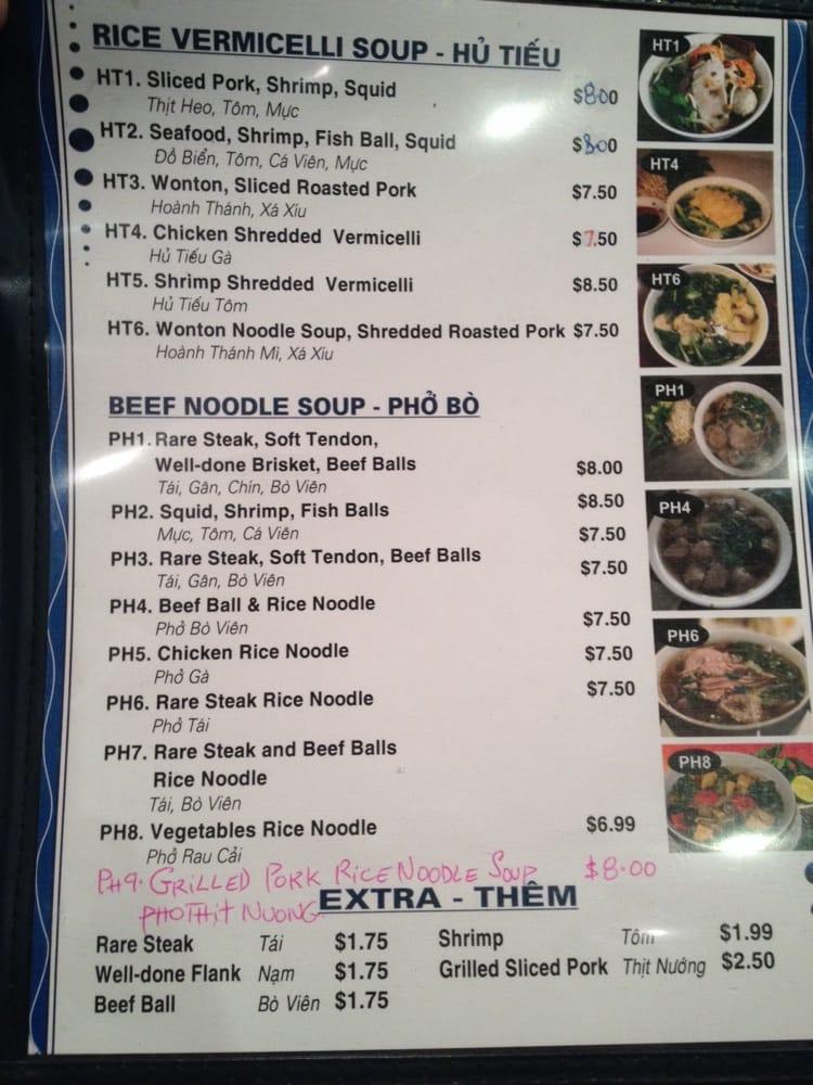 Carta del restaurante Pho Kim Long, San Antonio, McCullough Ave #2