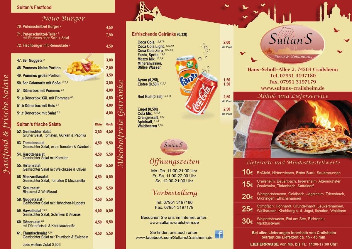 Speisekarte von Sultans Pizza & Kebaphaus, Crailsheim