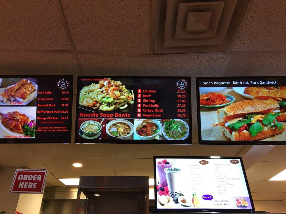 Menu at West Coast Grille restaurant, Fort Wayne, Calhoun St