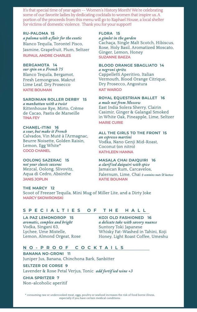 Menu at Abigail Hall pub & bar, Portland
