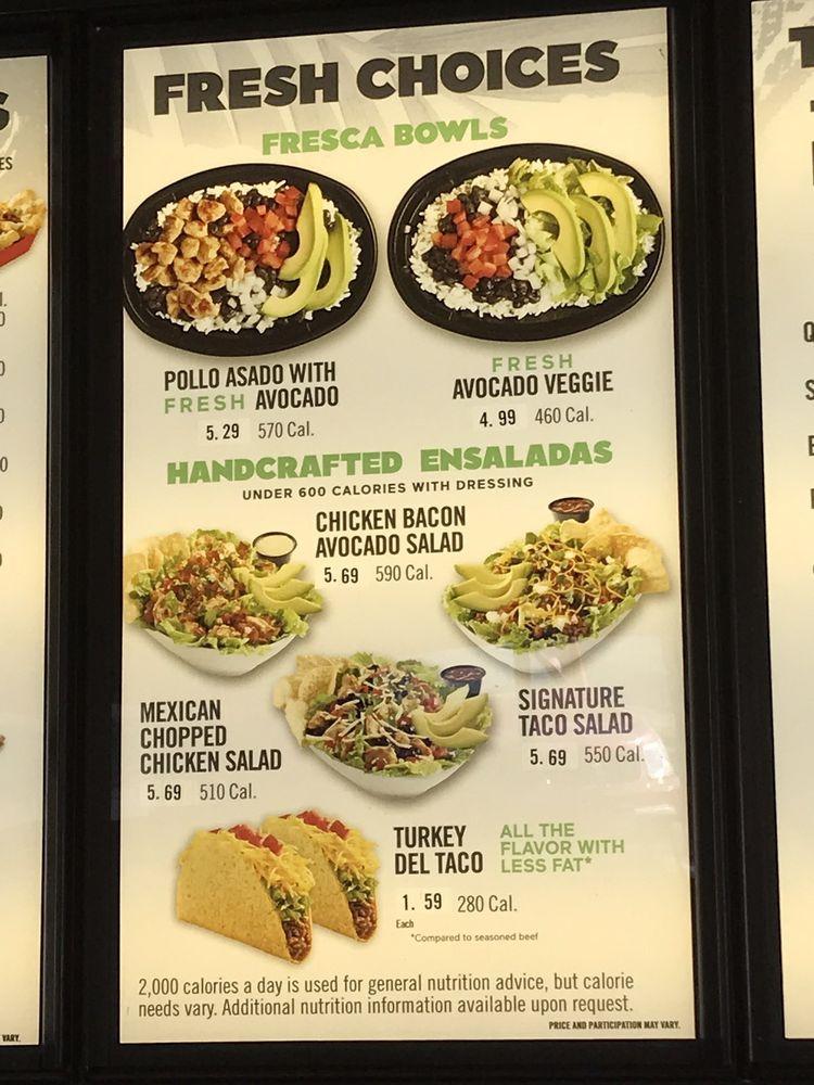 Menu at Del Taco fast food, Boise, Broadway Ave