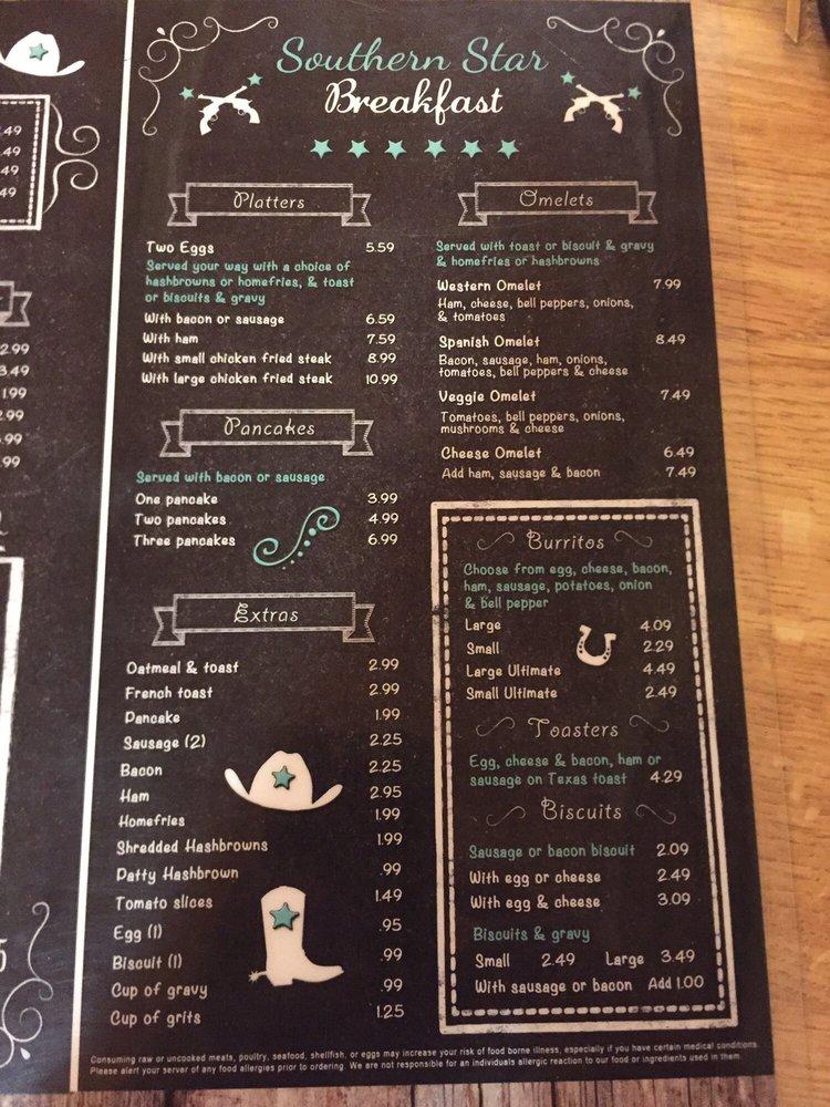 Menu at Ells Place restaurant, Cleburne