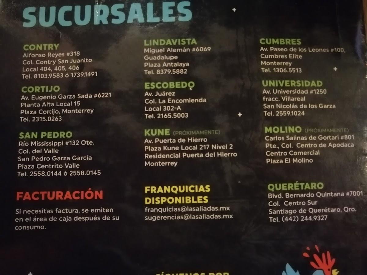 Carta del restaurante Las Aliadas Suc. Apodaca, Apodaca, Estardo ...