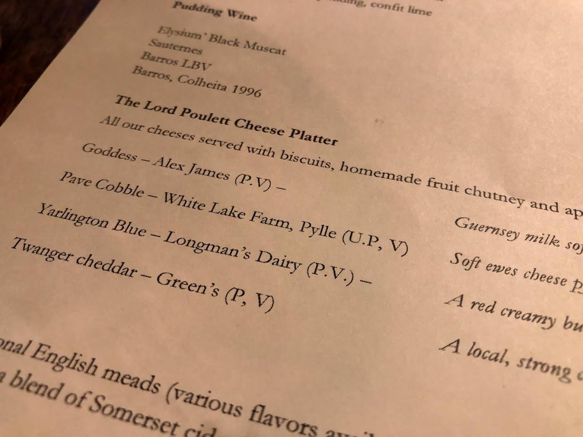 Menu at Lord Poulett Arms pub & bar, Hinton Saint George