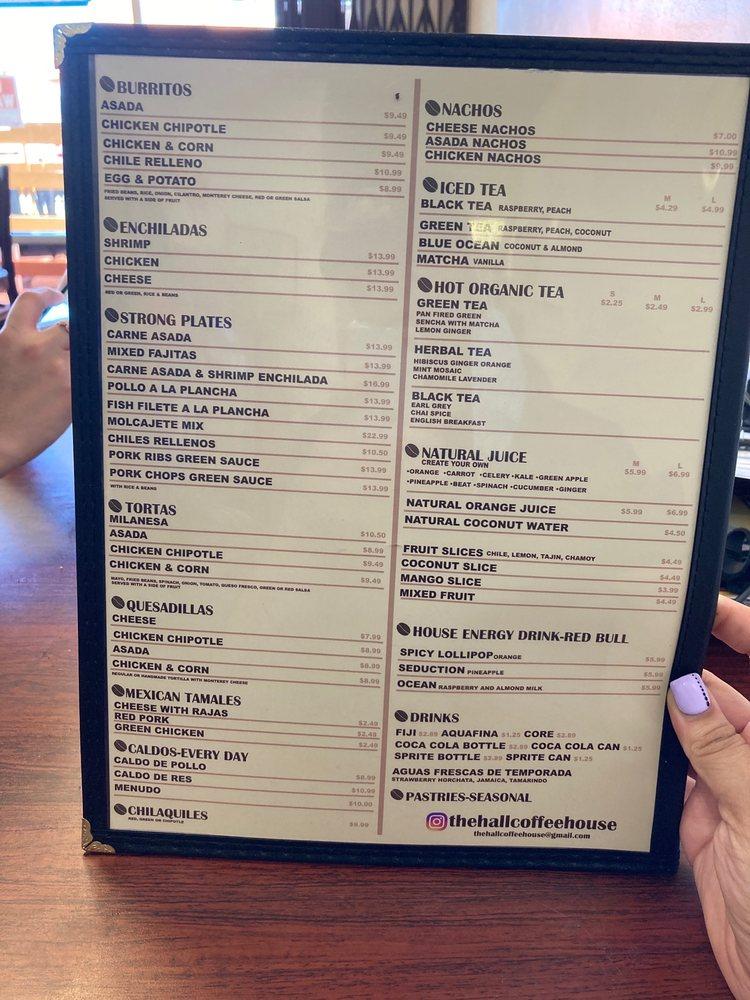Menu at The Hall Coffee House, Los Angeles