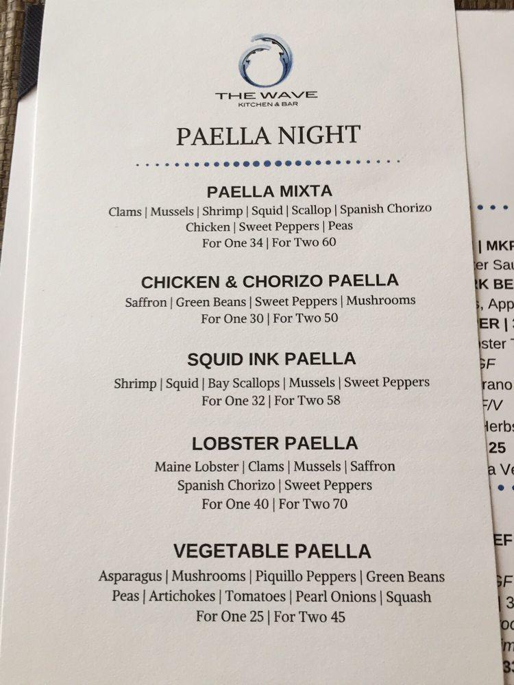 Menu at The Wave Kitchen & Bar, Vero Beach