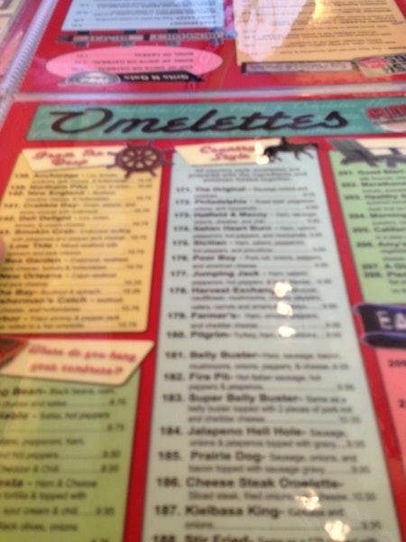 Menu at Amy's Omelette House restaurant, Cherry Hill