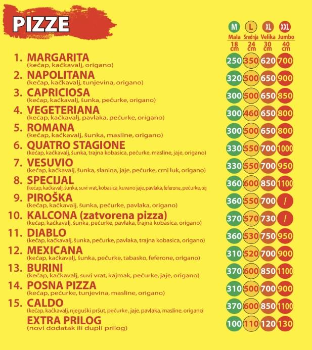 Menu at Caldo restaurant, Belgrade, Bulevar Zorana Đinđića 44a