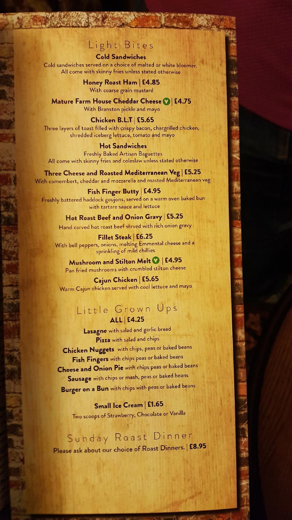 Menu at The Abbey pub & bar, St Helens, The Abbey Hotel