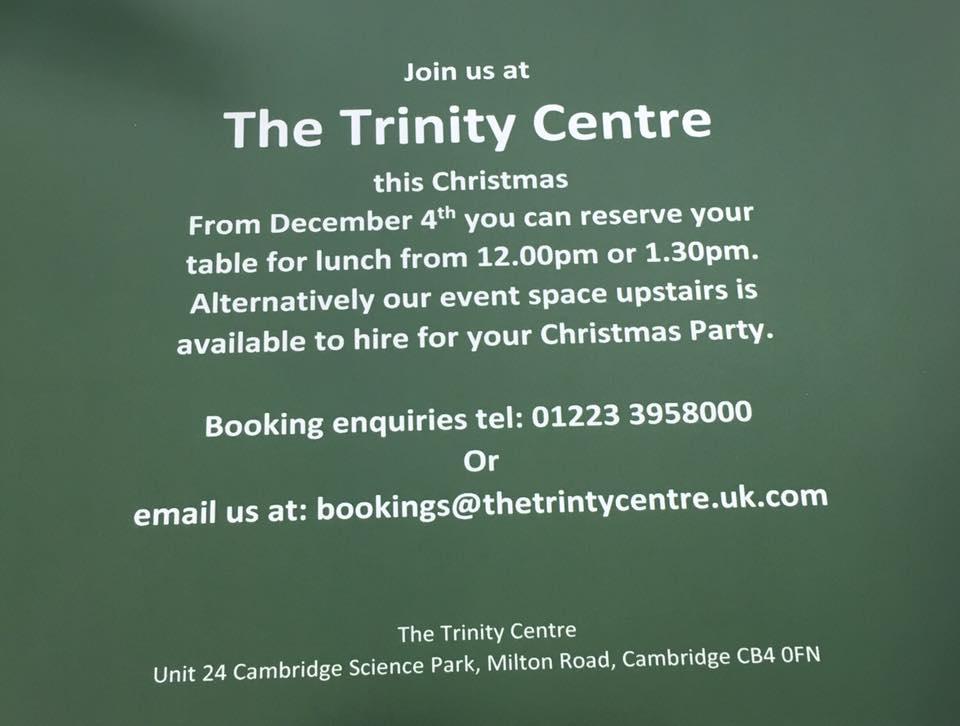 Menu at Trinity baristas, Cambridge