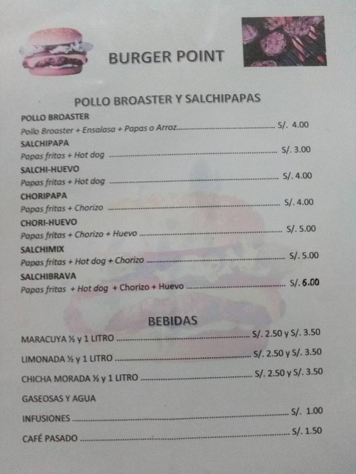 Menu at Burger Point restaurant, Pacasmayo District