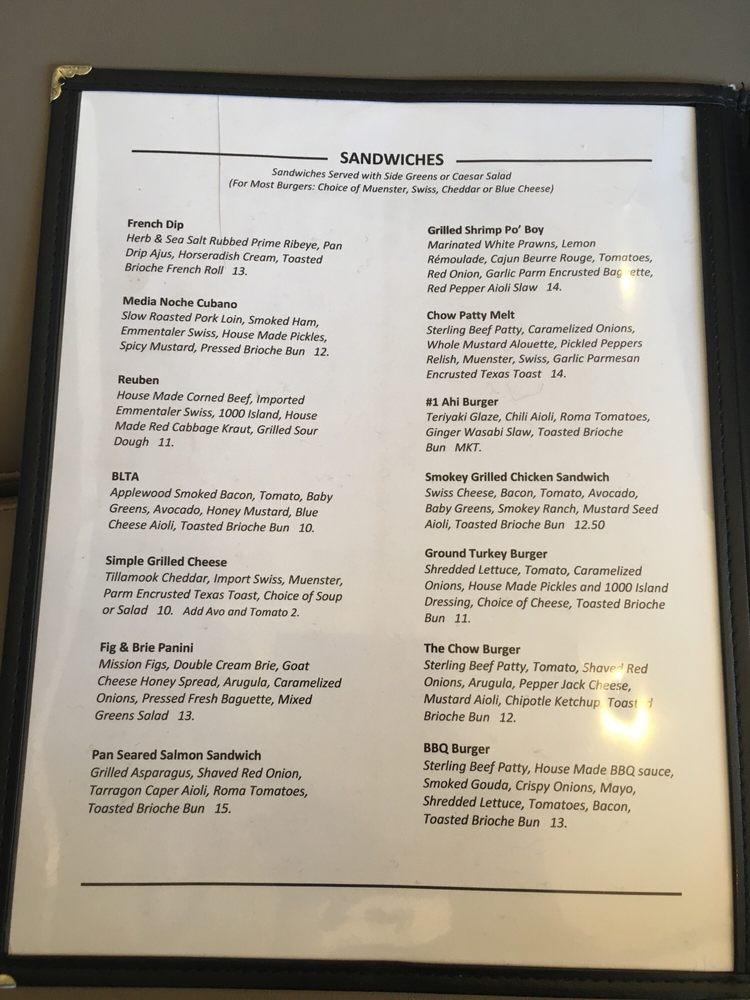Menu at Eat Chow restaurant, Costa Mesa, Newport Blvd