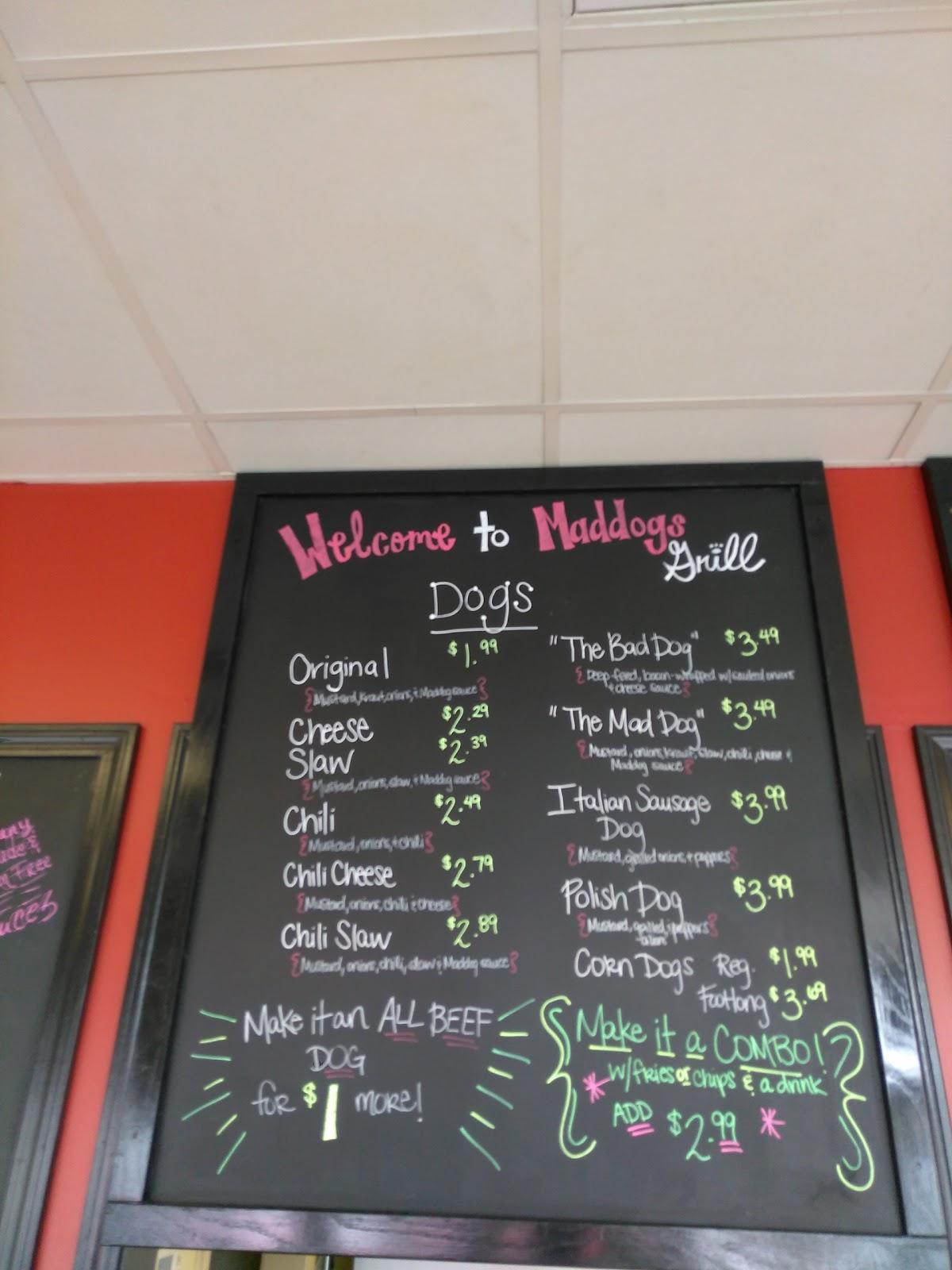 Menu at Maddogs Grill restaurant, Clanton