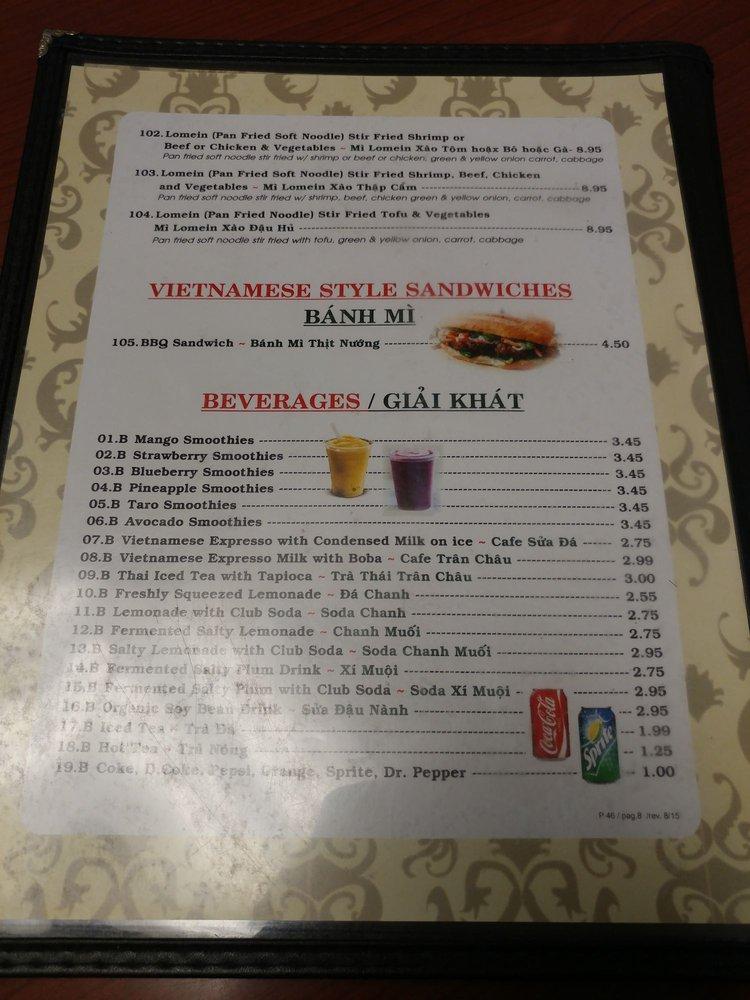 Menu at Pho46 & Banh Mi restaurant, San Diego, Miramar Rd