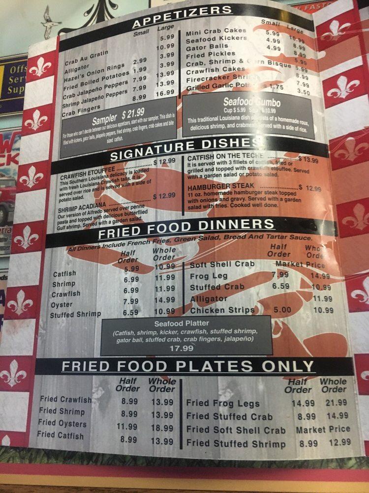 Menu at R & M's Boiling Point restaurant, Broussard, U.S. 90