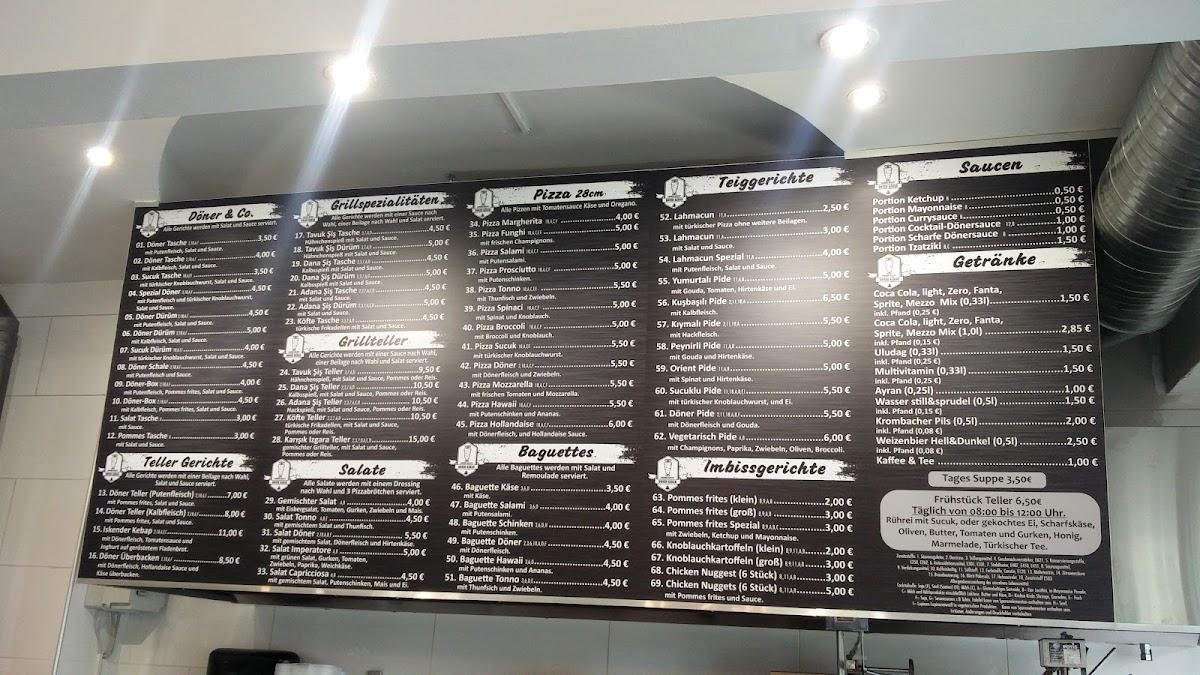 Menu at the kebab shop restaurant, Dortmund