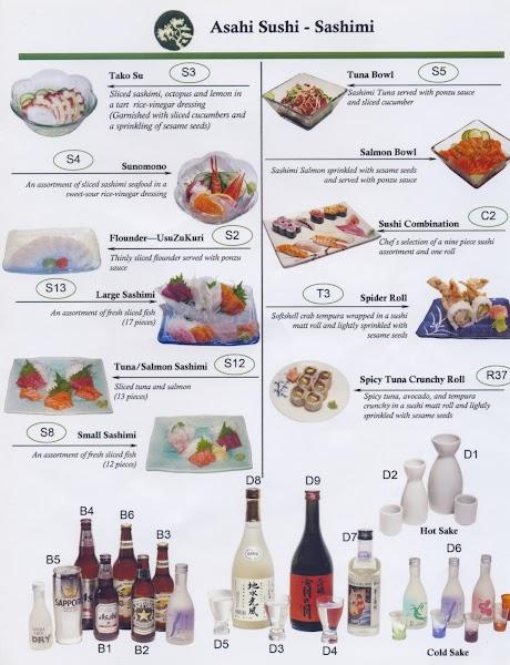 Menu at Asahi Japanese Steakhouse & Sushi Bar, Greensboro
