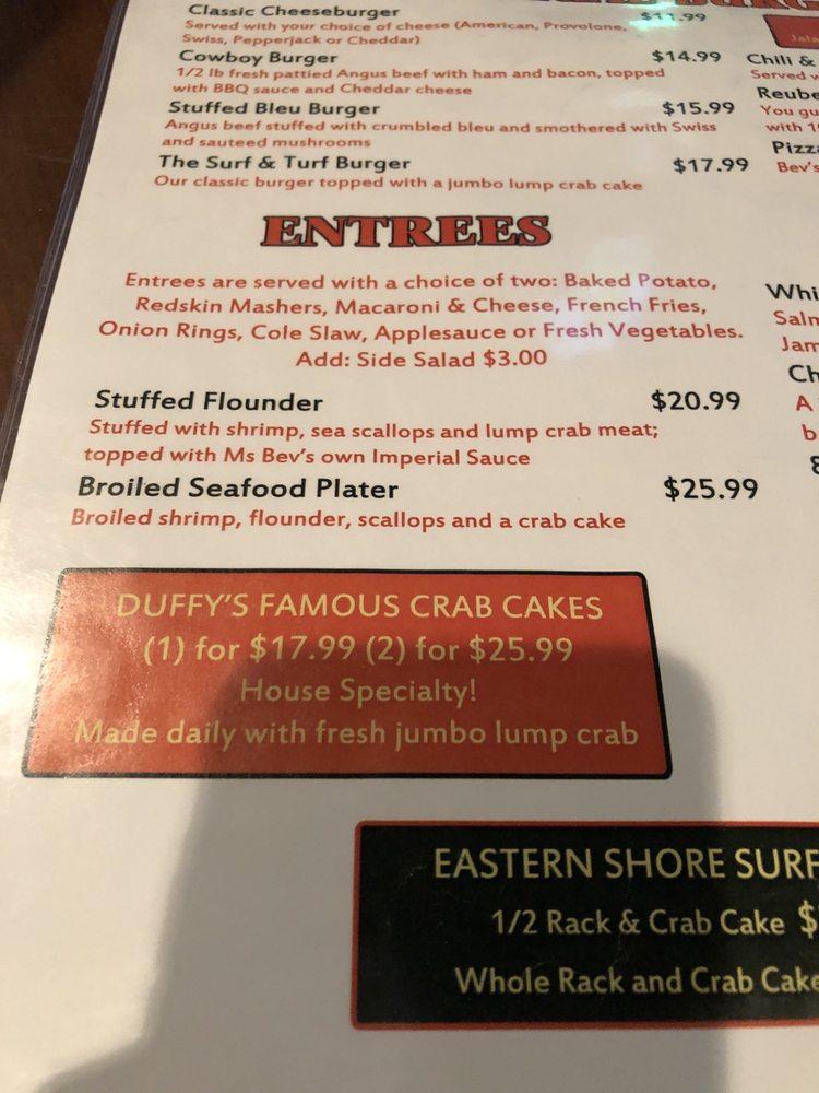 Menu at Duffy's Tavern pub & bar, Ocean City, 130th Street