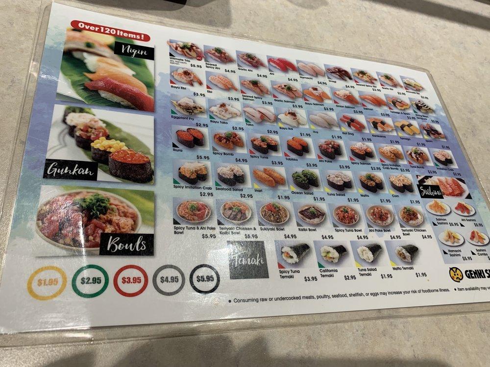 Menu at Genki Sushi restaurant, Ewa Beach, 91-1401 Fort Weaver Rd D-102